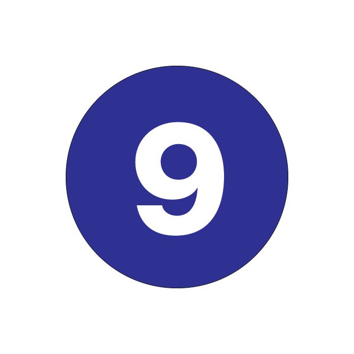 2" Circle - "9" ( Dark Blue) Number Labels